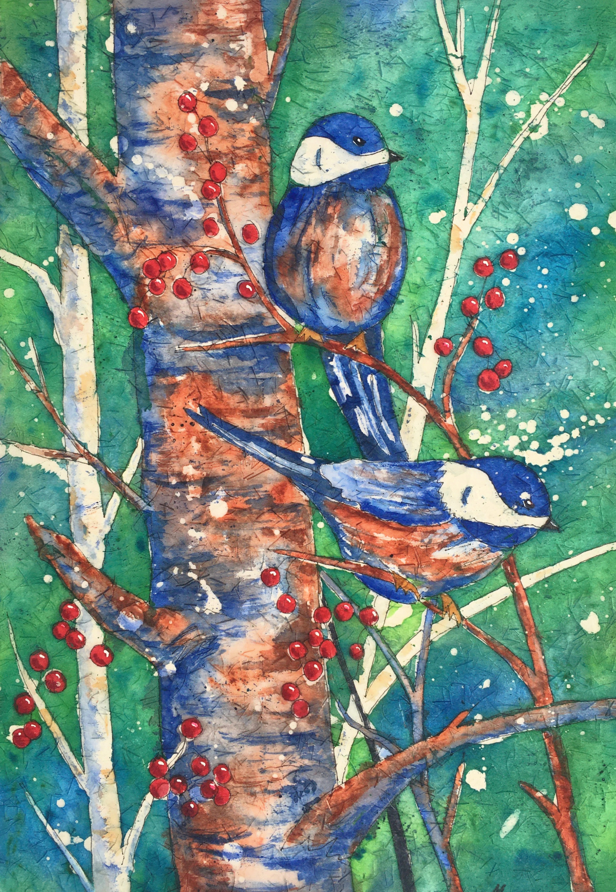 221212 Watercolor Batik Birds, Trees & Berries with Martha Kisling ...