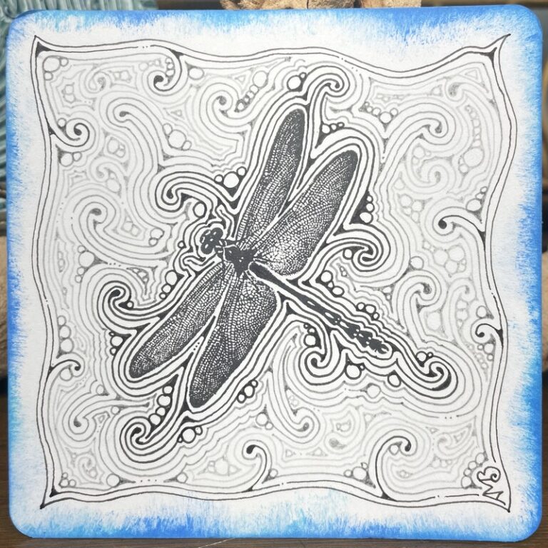250617 Dragonfly Frame of Mind- a Zentangle-Inspired Mixed Media ...